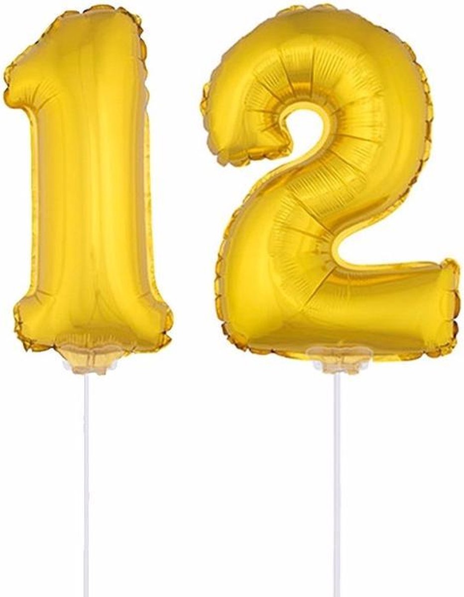 Gouden opblaas cijfer 12 op stokjes | bol.com
