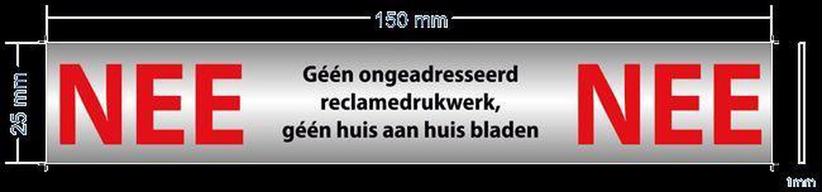 NEE NEE sticker brievenbus - Brievenbussticker nee nee RVS - 150 mm x ...