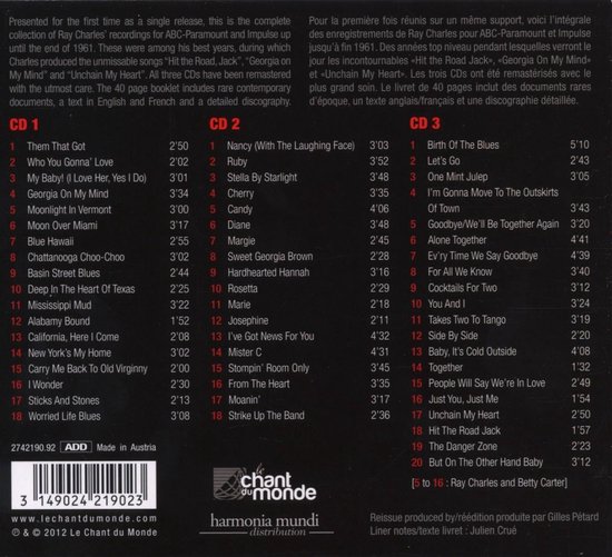 Ray Charles Complete Abc Rec 1959 1961 Ray Charles Cd Album