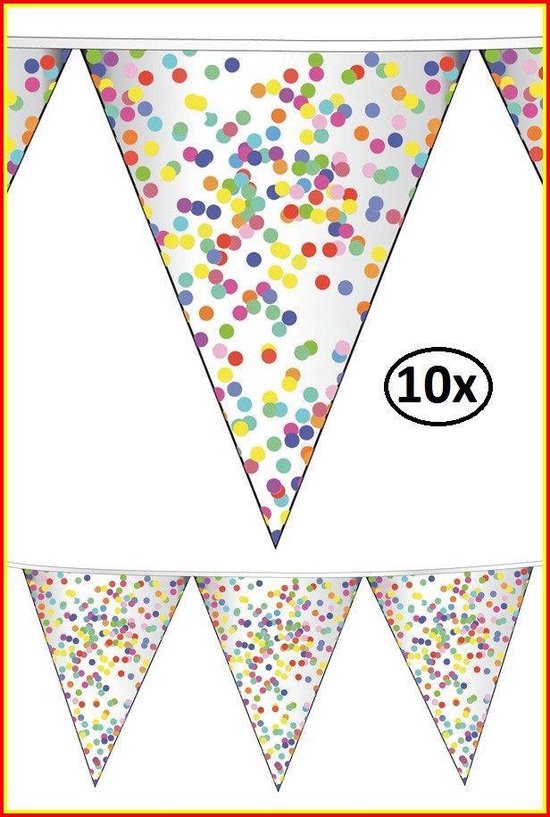 10x Vlaggenlijn Confetti - Vlaglijn thema feest verjaardag festival ...