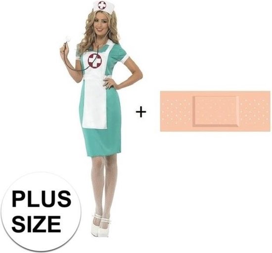 Carnaval / feest zuster jurkje kostuum - maat 48-50 - incl. gratis ...