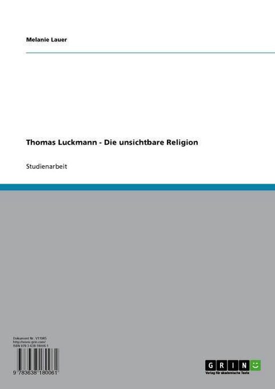 Thomas Luckmann - Die unsichtbare Religion (ebook), Melanie Lauer ...