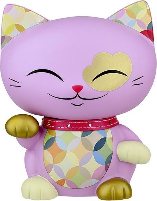 Mani the Lucky Cat (Maneki Neko) - Spaarpot met bedel - roze | bol.com