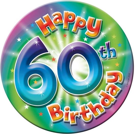 60 jaar verjaardag button groot - 16cm | bol.com