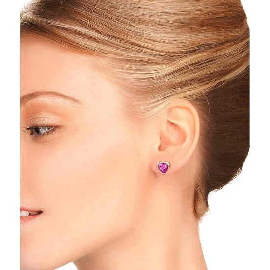 Majestine 925 Zilveren Hartvormige Oorknoppen Rosékleurig met ...