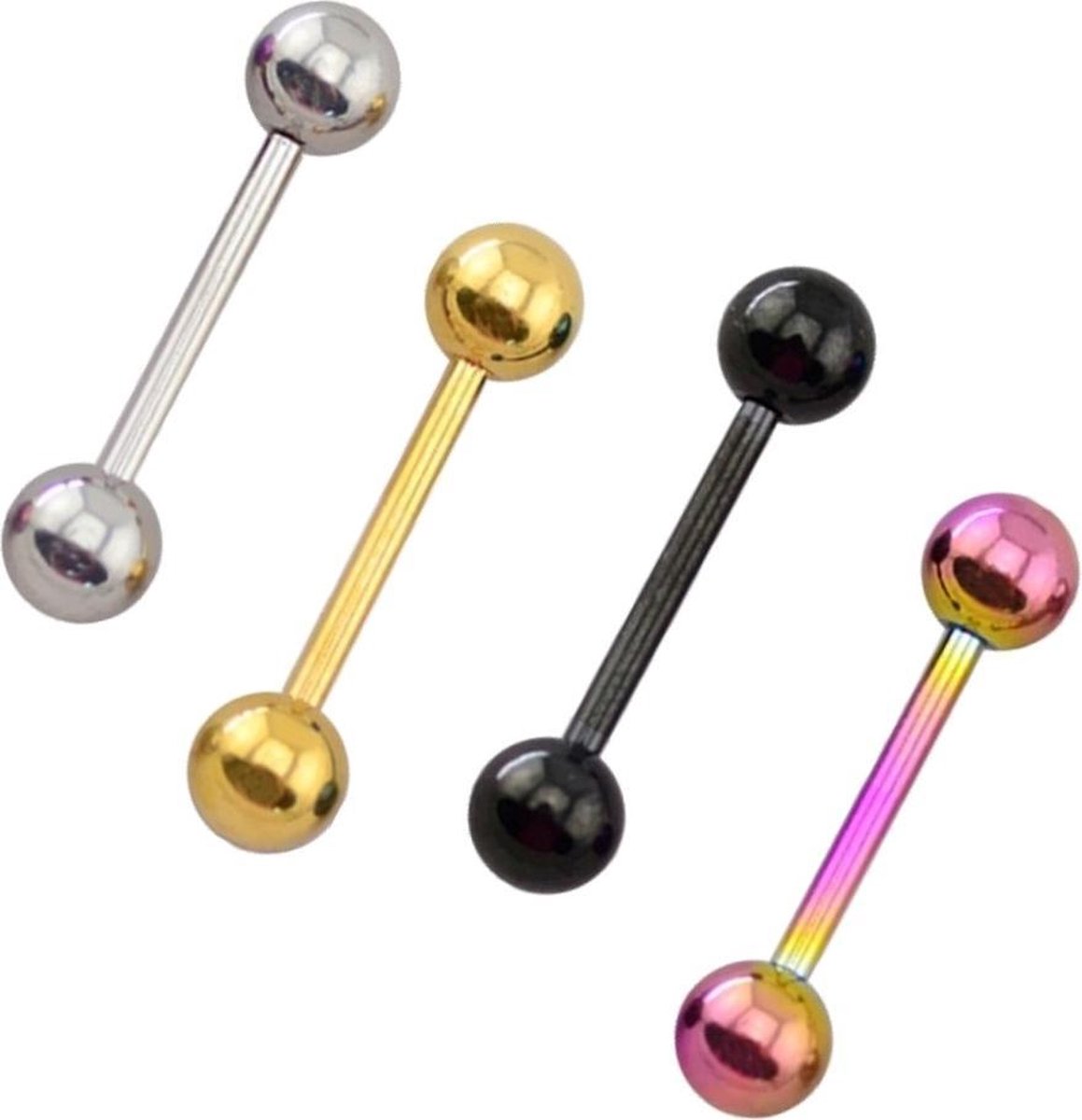 Fako Bijoux® - Barbell Piercing - 12mm - Set - 4 Stuks | bol.com