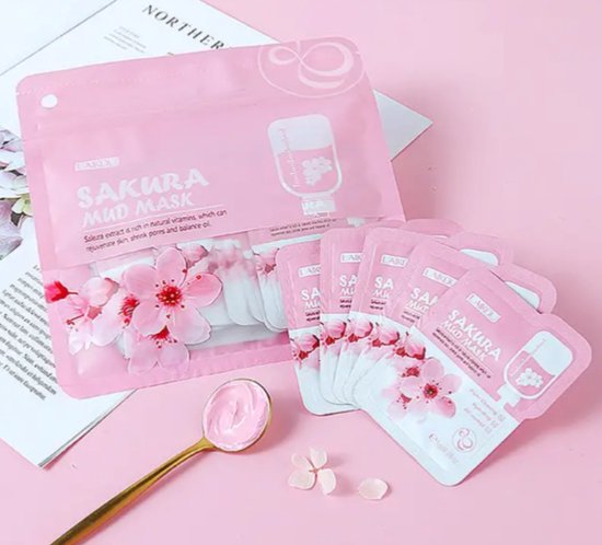 Gezichtsmasker - Sakura Mud Mask - Roze - Korean skin care - modder ...