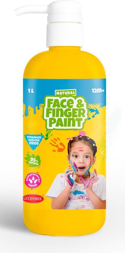 Natural Face & Fingerpaint Fles met Pompje - Geel, 1L - schmink | bol
