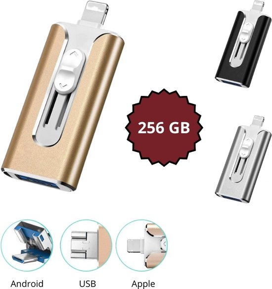 USB Stick voor PC, iPhone & Android telefoon - USB 3.0 4in1 - USB C ...