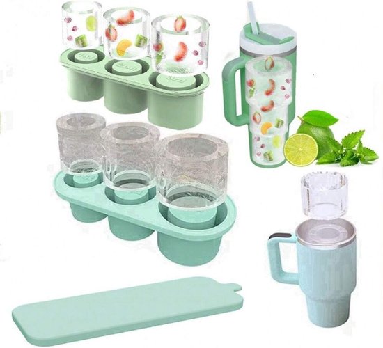 S&E Siliconen IJsblokjesvorm met Deksel - Herbruikbare Holle Cilinder ...