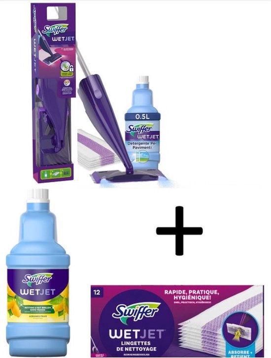Swiffer WetJet StartSet Dweilpakket met 4 batterijen + 1.75 Liter ...