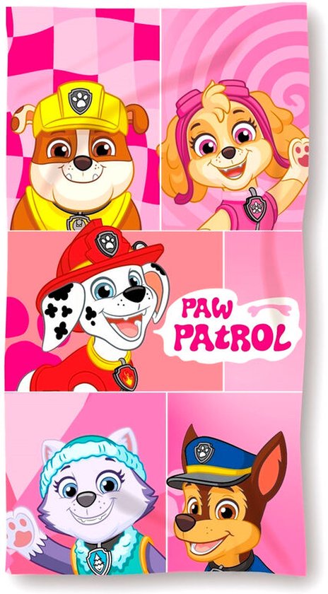 PAW Patrol strandlaken - 140 x 70 cm. - Skye en Everest handdoek - roze ...