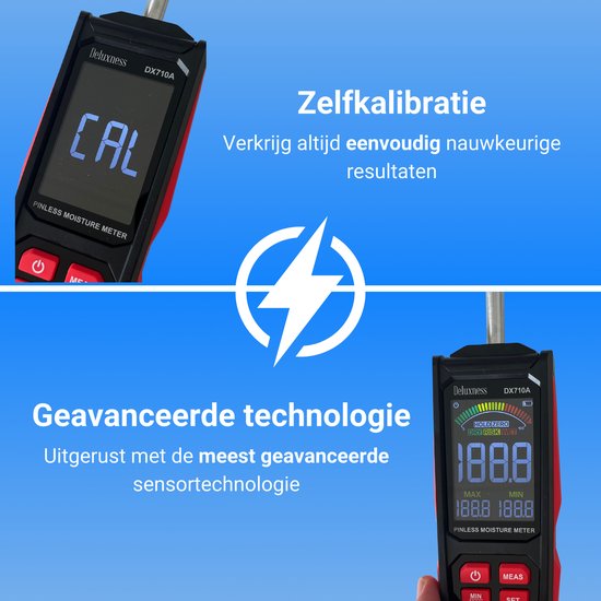 Deluxness Vochtmeter - Professionele vochtmeter voor muren en hout ...