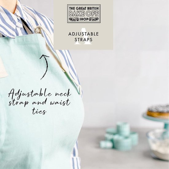 Schort met zakken 100% katoen verstelbare riem GBBO-logo bakcadeaus ...