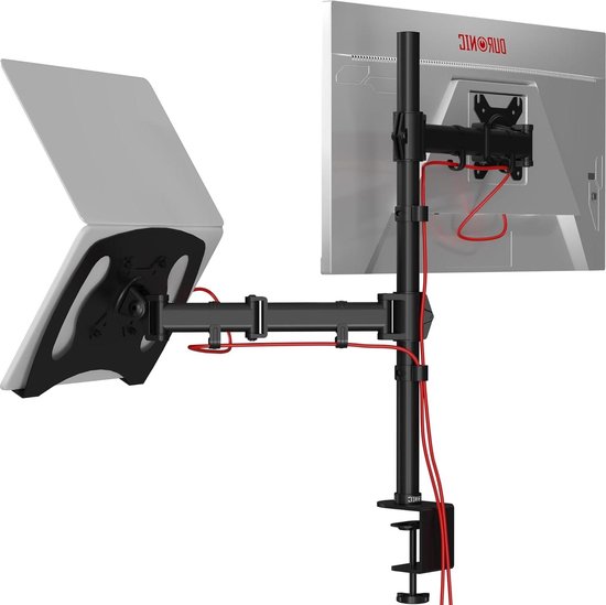 Dubbele Monitor Beugel Zwart Staal Verstelbare Hoogte - 13-27 inch ...