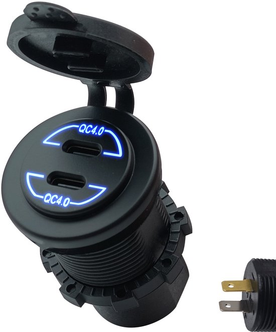 ProRide 12V USB C Autolader - 2 Poorten Inbouw - Voor auto, boot en ...