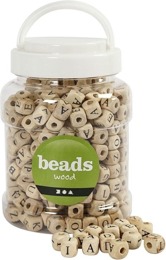 Houten letter kralen - 400x stuks - 9 mm - A-Z letters - letterkralen ...