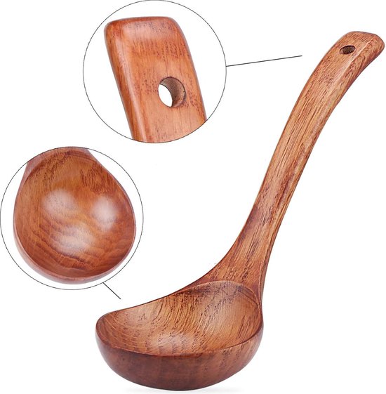Houten soeplepel, soeplepel van natuurlijk hout, paplepel, 24 cm lang | bol