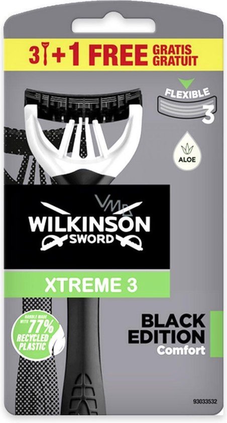 4x Wilkinson Sword - Xtreme3 Black Edition 3+1 - Wegwerpscheermesjes | bol