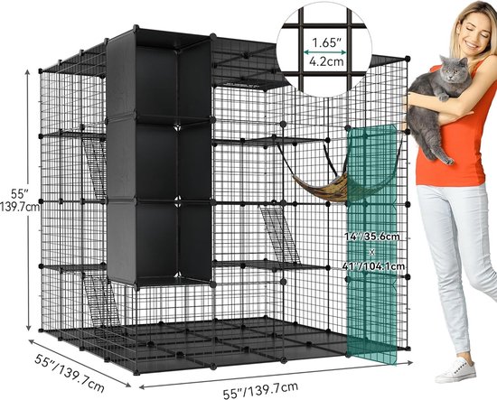 Kattenbench - Kattenren voor katten - Met hangmat - 104 x 72 x 140 cm | bol