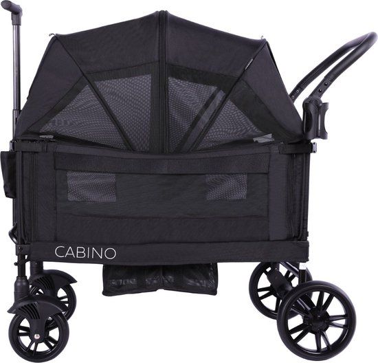 Cabino Waggie Bolderkar Opvouwbaar Met 2 Zitjes – Inclusief Duwstang ...
