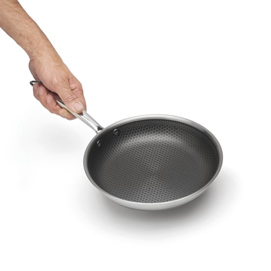 RVS triply pan met non-stick honeycomb coating 24 cm - Zilver / Zwart | bol