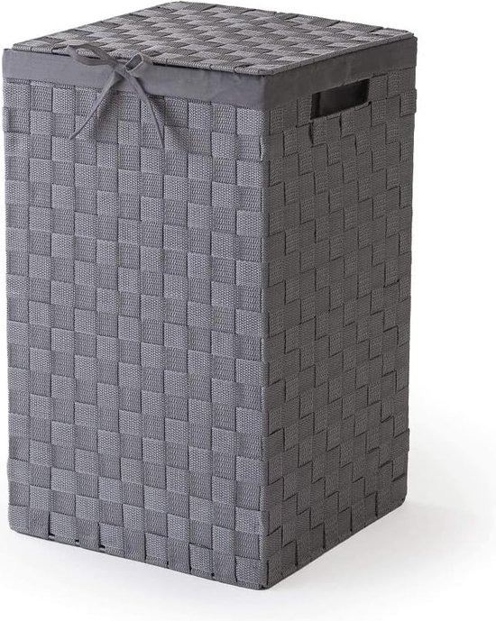 Wasmand - Rieten wasmand met deksel en handgrepen - 30 x 30 x 50 cm ...