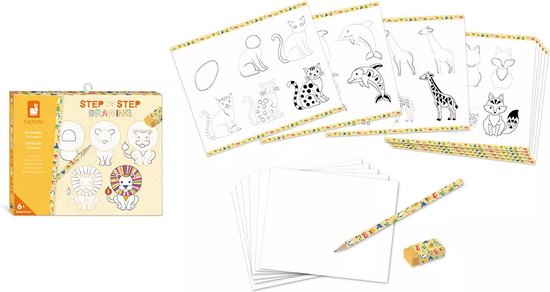 Janod Hachette - Step by Step - Creatief Dieren Tekenen - Met 20 ...