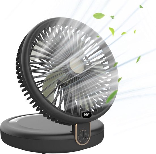 Tafelventilator met automatische oscillatie van 120 graden LED licht ...