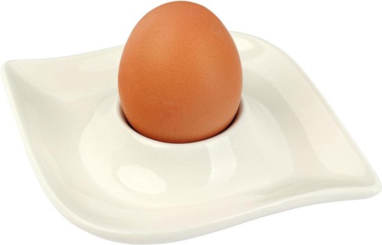 6 eierdopjes gebogen porseleinwit - Eierhouder met schap - 6 stuks | bol