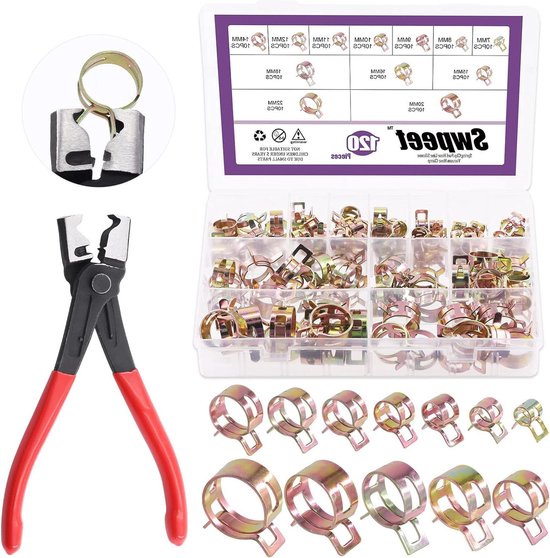121 stuks 7-22 mm veerband slangklemmen met CV boot slang clip tang ...