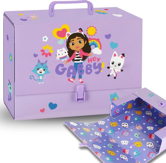 Gabby's Dollhouse Paarse map met handvat, kindermapper, stevig A4 9,5 ...