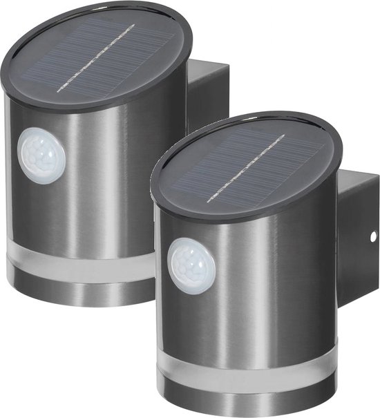 eZsolar Solar wandlamp - LED buitenlamp met bewegingssensor - 2 stuks | bol