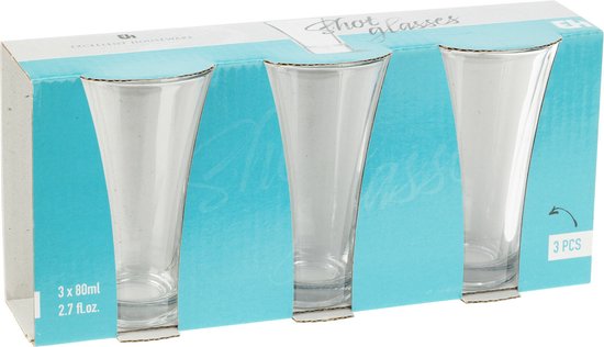 Excellent Houseware Shotglazen - set 6x - 80 ml - glas - borrelglazen | bol
