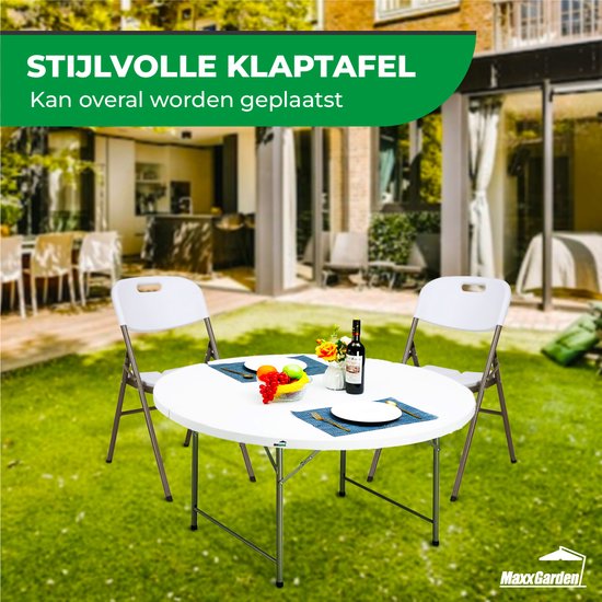 MaxxGarden Vouwtafel - Opvouwbare ronde tuin tafel - Klaptafel ...