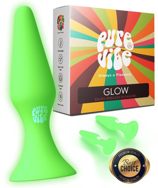 PureVibe Glow in the Dark Buttplug Set - Siliconen - 3 formaten - Voor mannen en vrouwen | bol