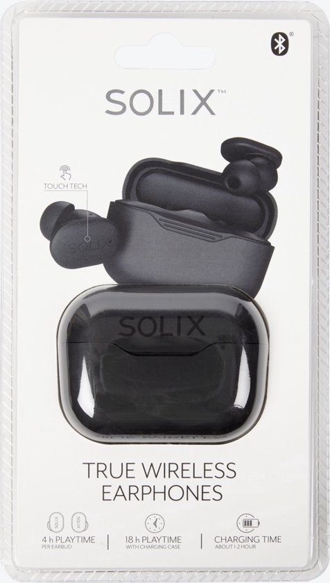 Solix True Wireless Earphones zwart met touch bediening - Bluetooth ...