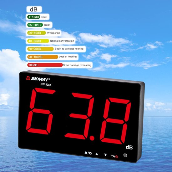 Decibel meter met groot scherm - Geluidsniveaumeter 30 dB-130 dB voor ...