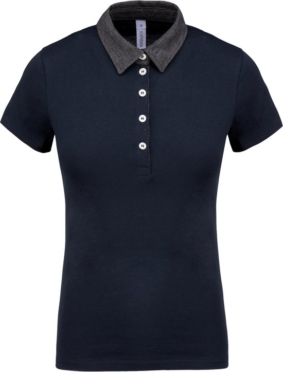 Kariban Tweekleurige damespolo jersey K261 - Navy / Dark Grey Heather ...