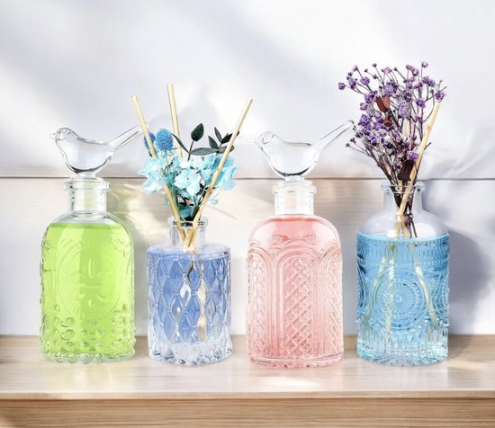 Flessen Lege Set van 4 DIY Clear Decoratieve Flessen Geur Vaas Potten ...
