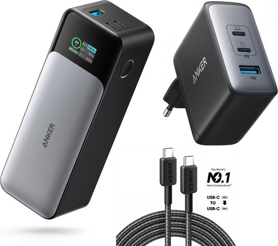 Anker 737 - Power Bank (PowerCore 24K) + Anker 736 Nano II oplader ...