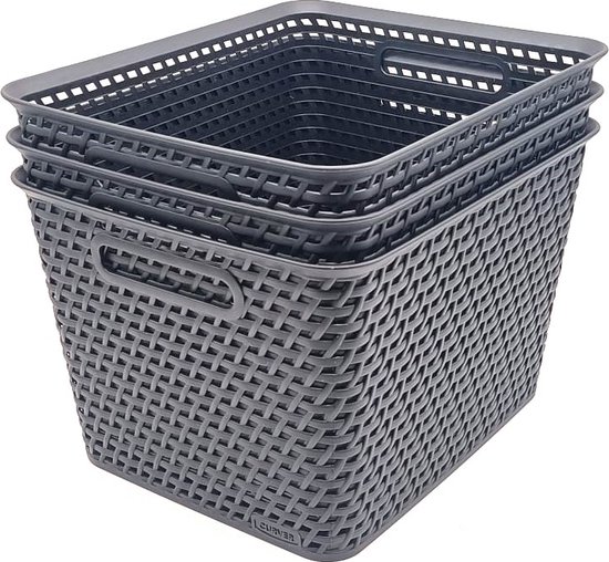 Curver Style Opbergmand L - 18L - Set van 3 - Zwart | bol