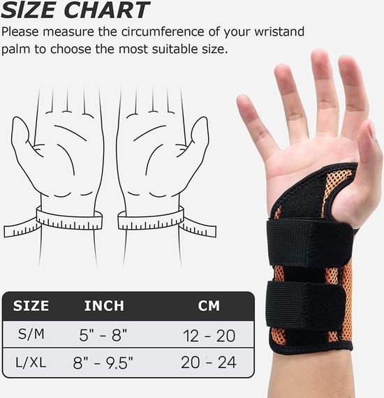 Bandage poignet - attelle - homme femme - support poignet - syndrome du ...