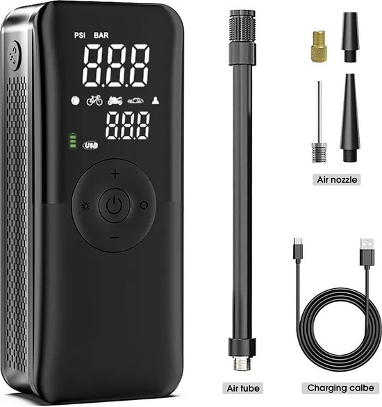Bandenpomp - Luchtcompressor - Draagbare Compressor - Bandenpomp voor Auto - Led... | bol