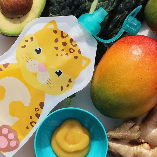 herbruikbaar herbruikbare knijpzakjes voor babyvoeding, 4 zakjes met ...