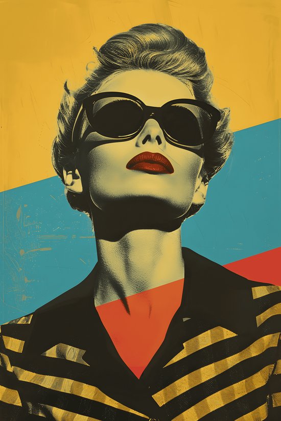 Vintage Lady Poster | Strepen Kunstposter | Retro Look Poster ...