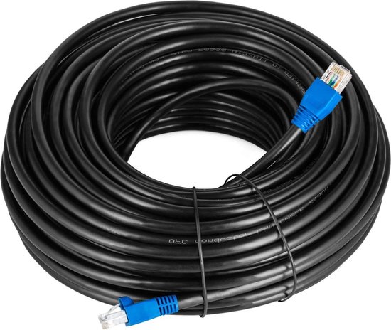 30 meter zwarte Cat5e netwerkkabel - waterdichte buiten Ethernet kabel ...