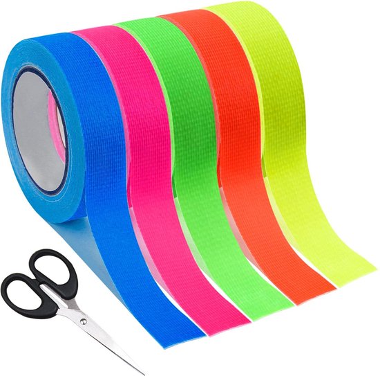 15 Rolls Neon Tape - UV Blacklight Fluorescent Adhesive Tape - Arts ...