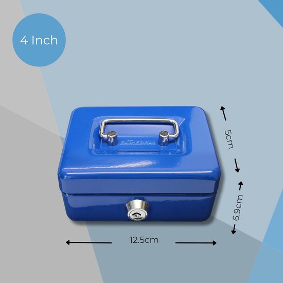 4" Lockable Small Metal Money Box with Coin Slot - 2 Keys and Removable ...