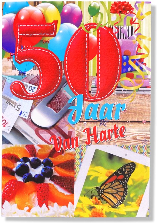 Hoera 50 jaar! Luxe verjaardagskaart Abraham / Sarah - 12x17cm ...